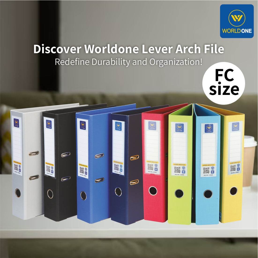 Worldone Lever Arch File, 2.6mm Thick PVC Pasted on Hard Board, 110g H ...