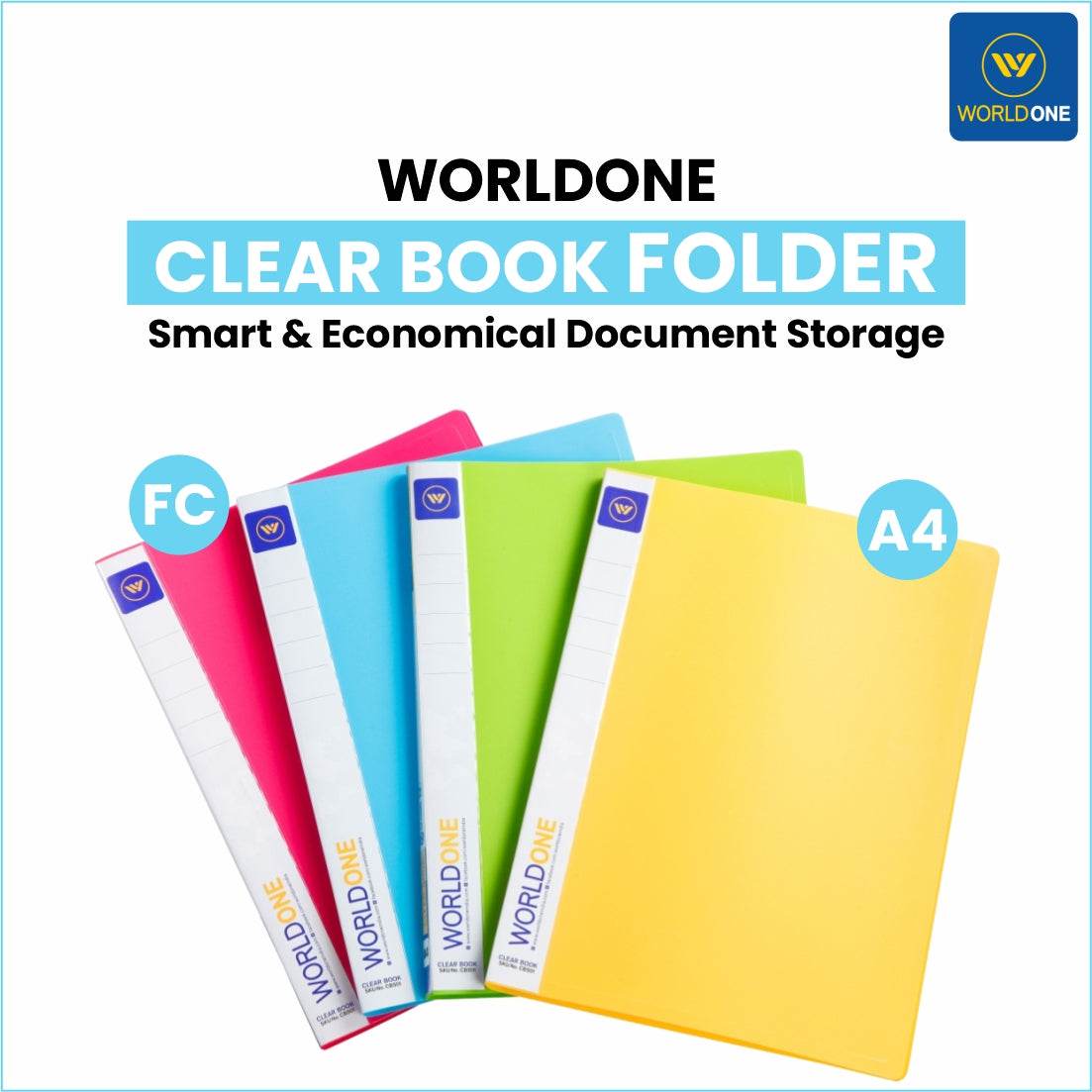 Worldone Clear Book Folder for Document with 20 Bound Top Loading Plas ...
