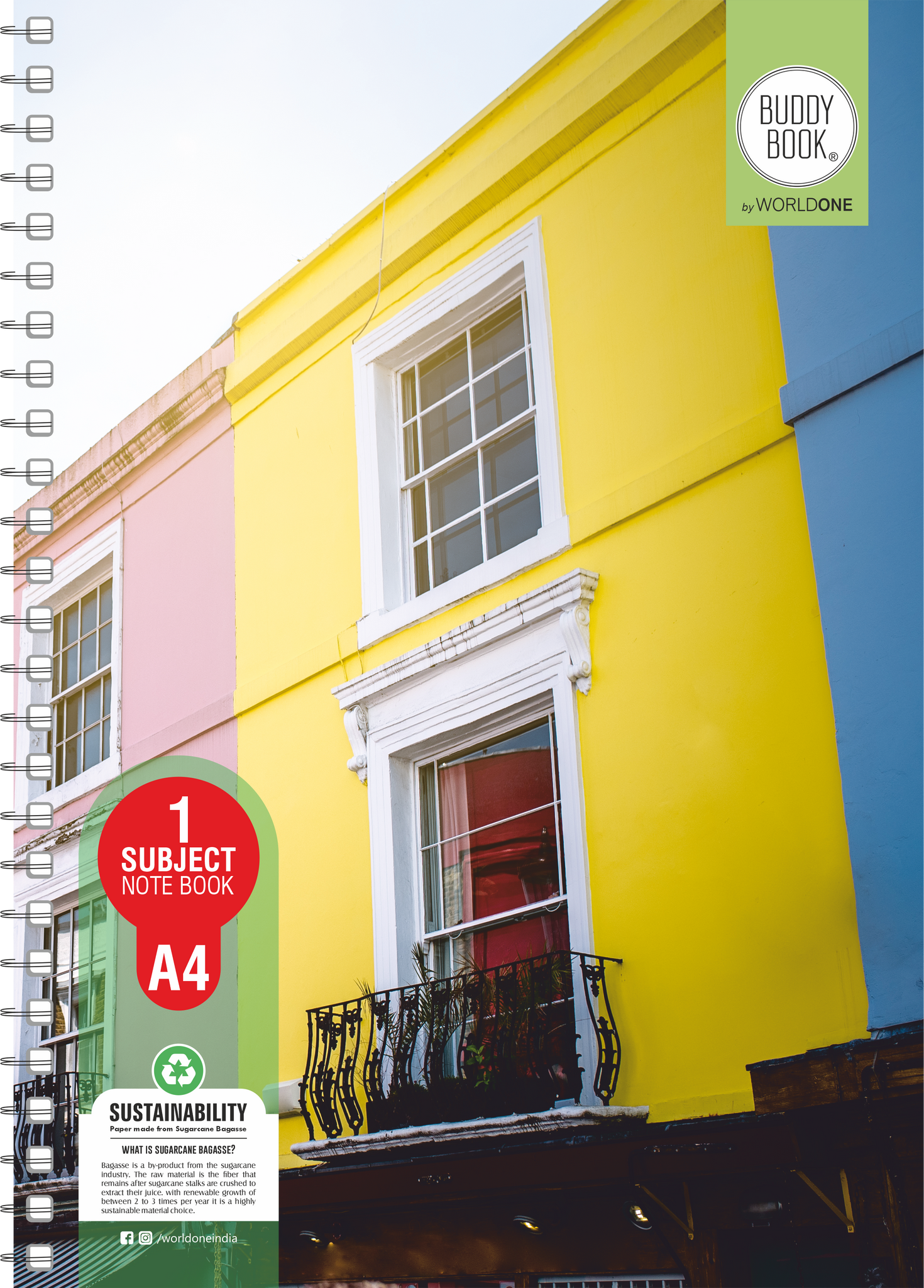 WorldOne A4 Notebook – 1 Subject, 180 Pages, Unruled Single Line | 29 ...