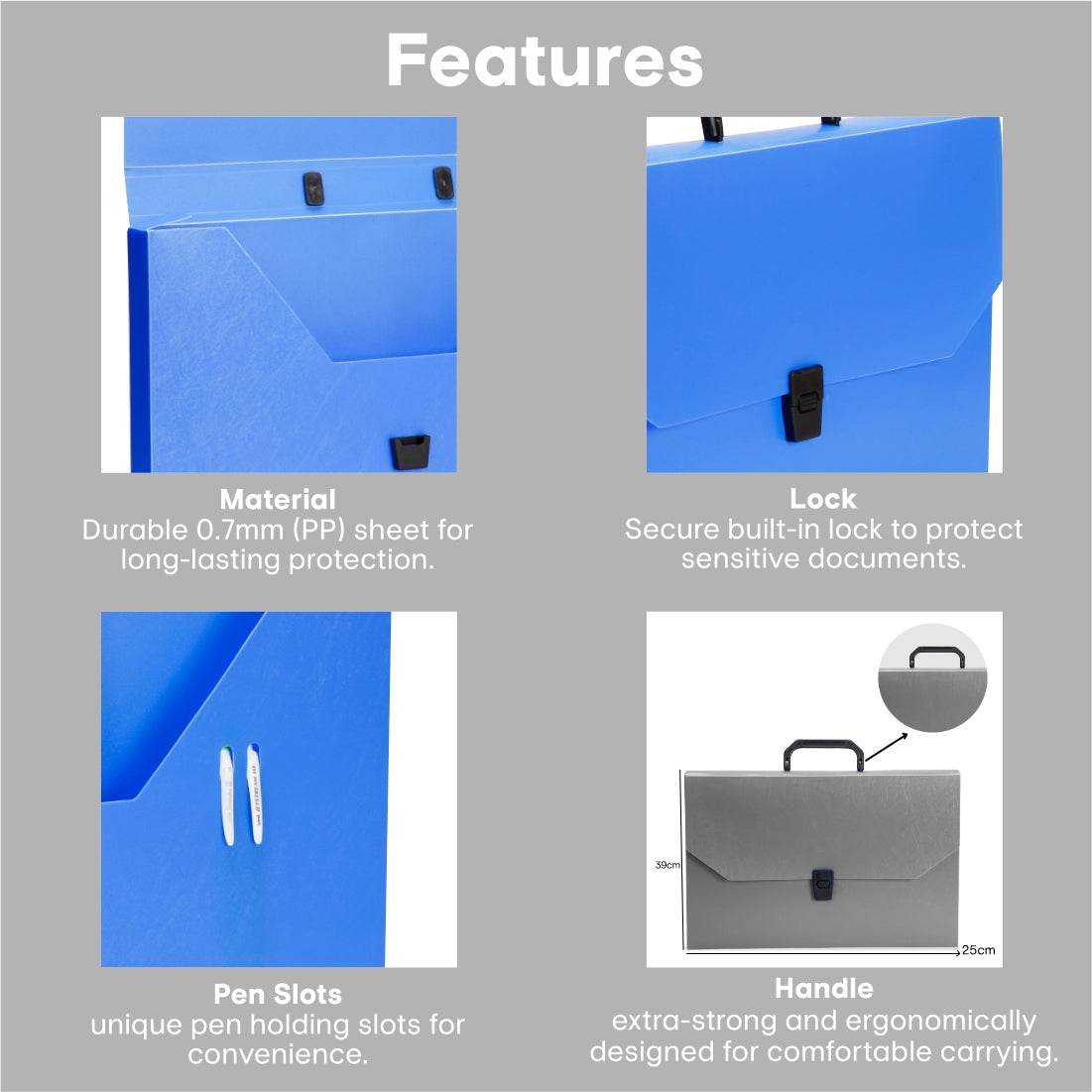 Worldone Foolscap Document Case with Strong Handle & Lock, Ideal Docum ...