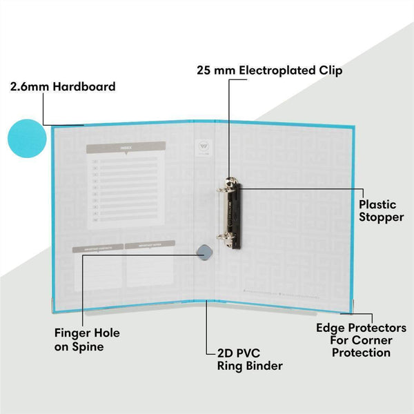Worldone 2D Ring Binder File | A4 Size with 25mm Electroplated Clip, S ...