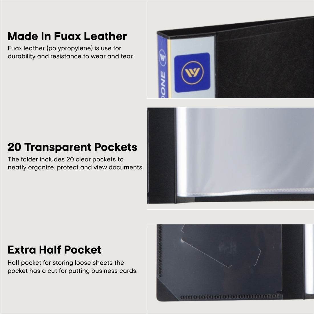 Worldone A5 Size Display Book File Folder (Small Size) with 20 Pockets ...