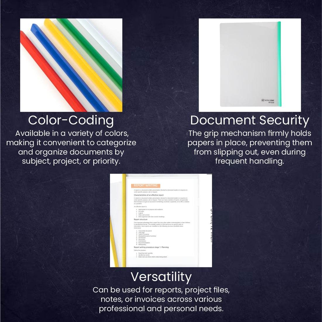 Worldone Slide Grip Binder File for Document 0.6mm PP Sheet Hold Up to ...