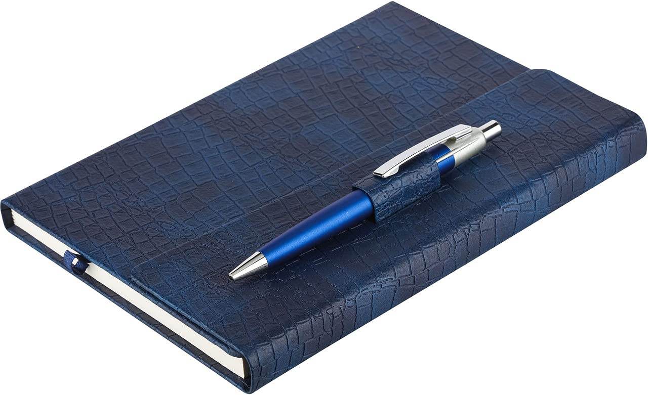 Worldone PU Premium Notebook & Classy Metallic Ball Pen in Pen Loop Cl ...