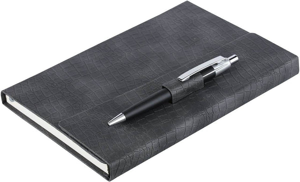 Worldone PU Premium Notebook & Classy Metallic Ball Pen in Pen Loop Cl ...