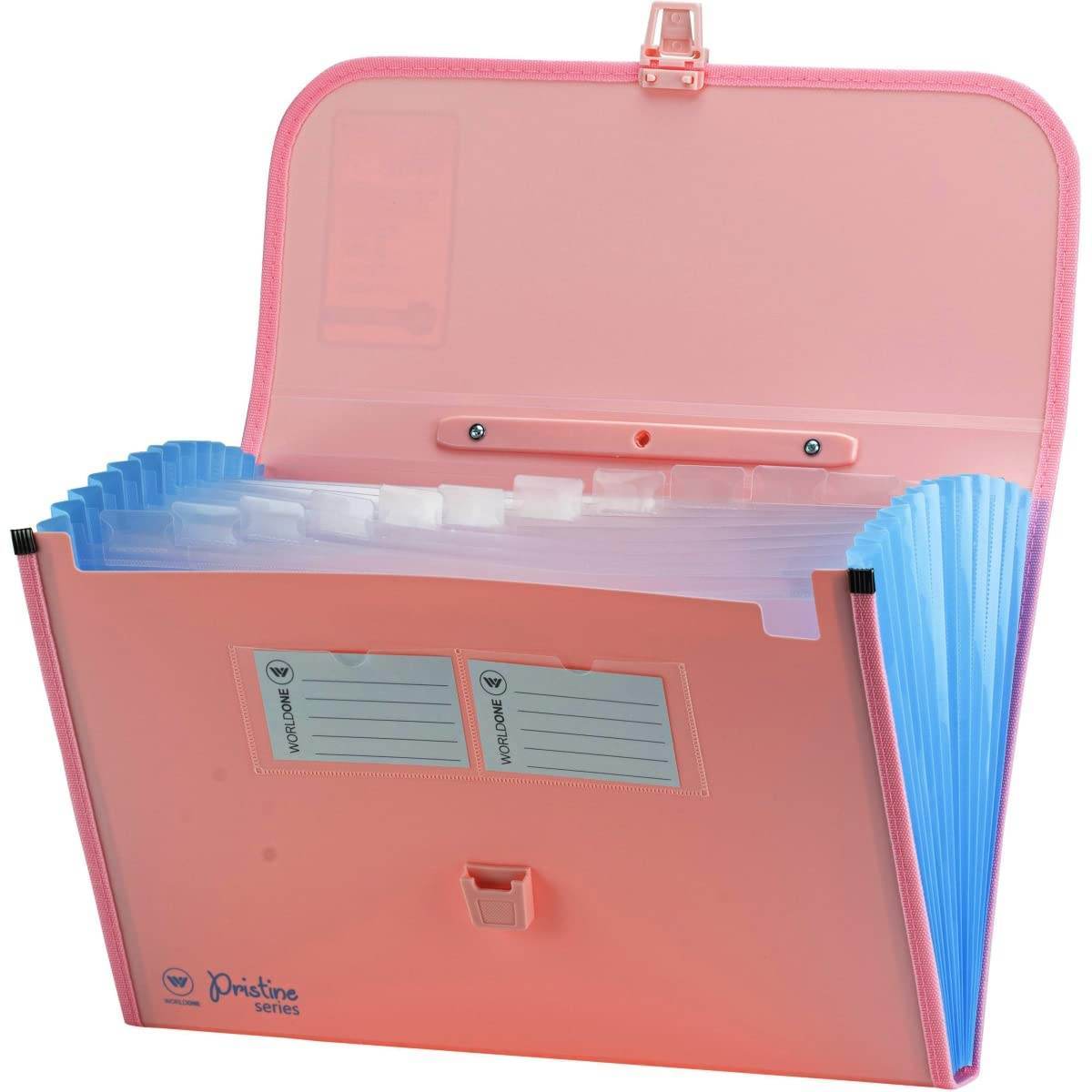 Worldone Expanding File Folder with Handle & Lock, 13 Indexed Pocket f ...