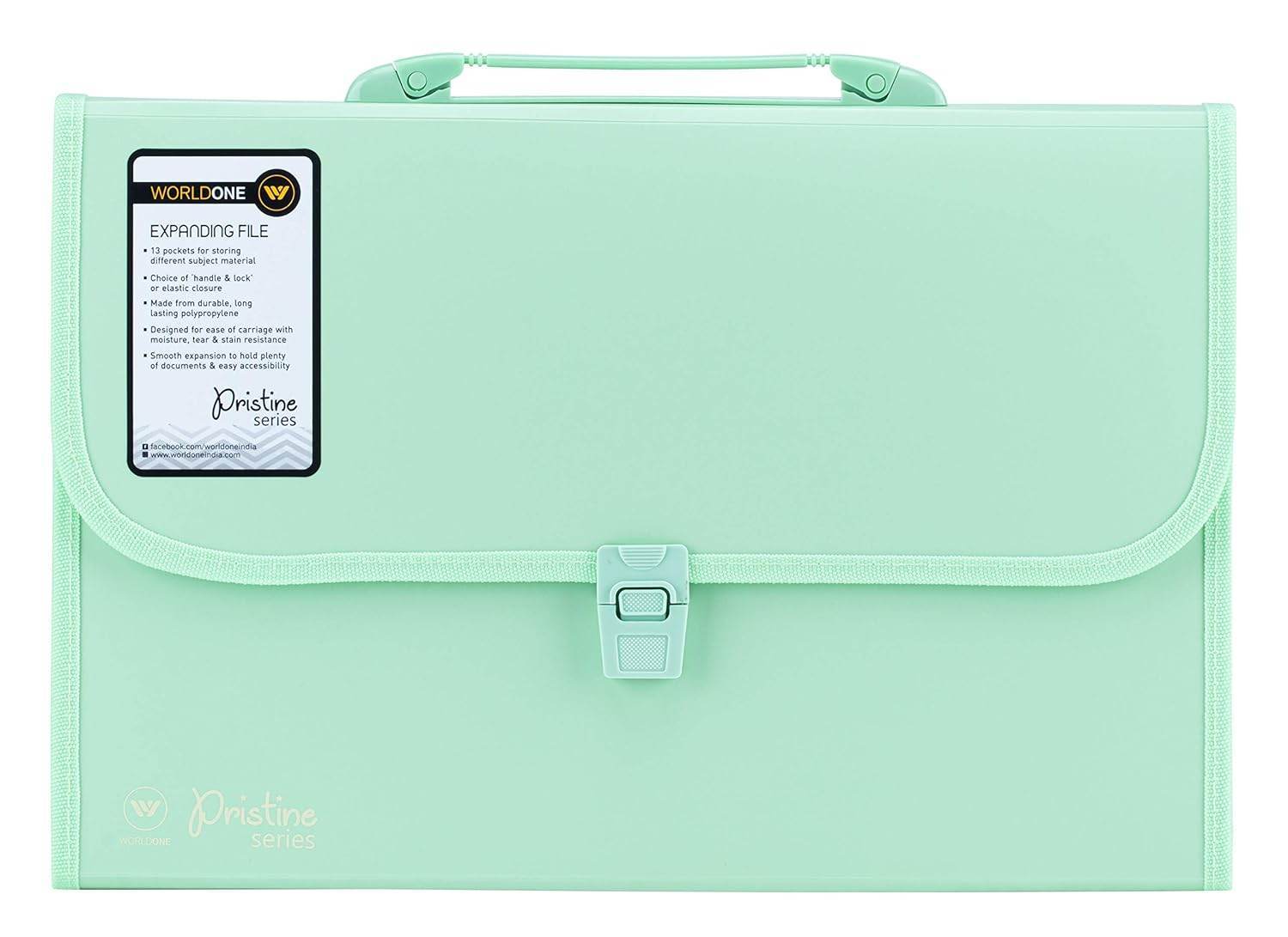 Worldone Expanding File Folder with Handle & Lock, 13 Indexed Pocket f ...