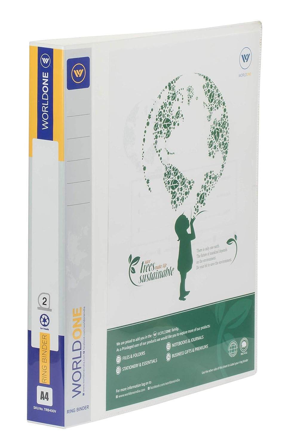 Worldone 2D Ring Binder File for Documents 25mm Chrome Plated Clip wit ...