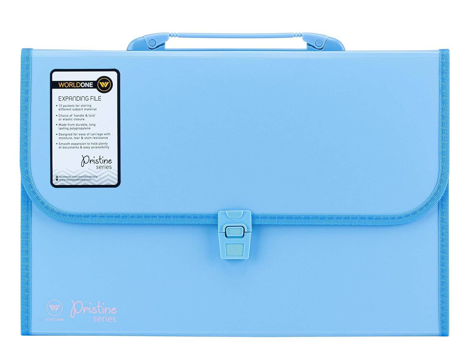 Worldone Expanding File Folder with Handle & Lock, 13 Indexed Pocket f ...