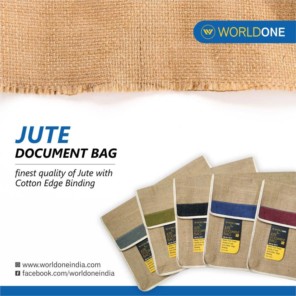 Worldone Jute Document Bag with Velcro Closure for Extra Security, Cot ...