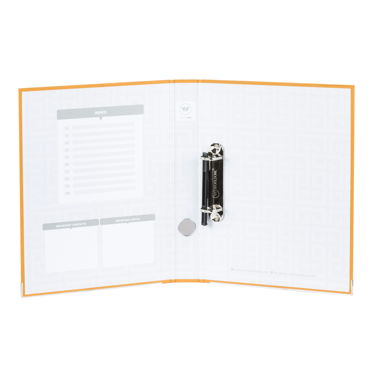 Worldone 2D Ring Binder File | A4 Size with 25mm Electroplated Clip, S ...
