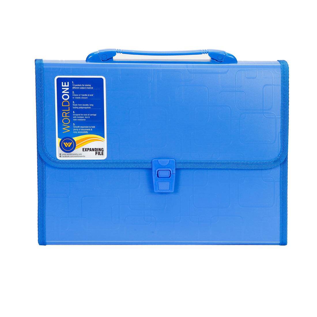 Worldone Expanding File Folder with Handle & Lock 13 Indexed Pocket fo ...