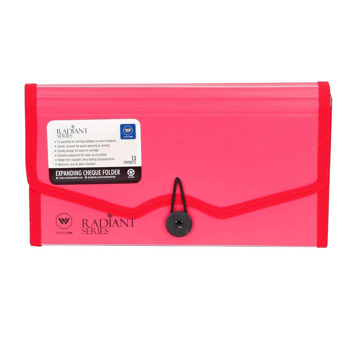 Worldone Cheque Expanding File with Elastic Closure 13 Pockets 0.7mm O ...