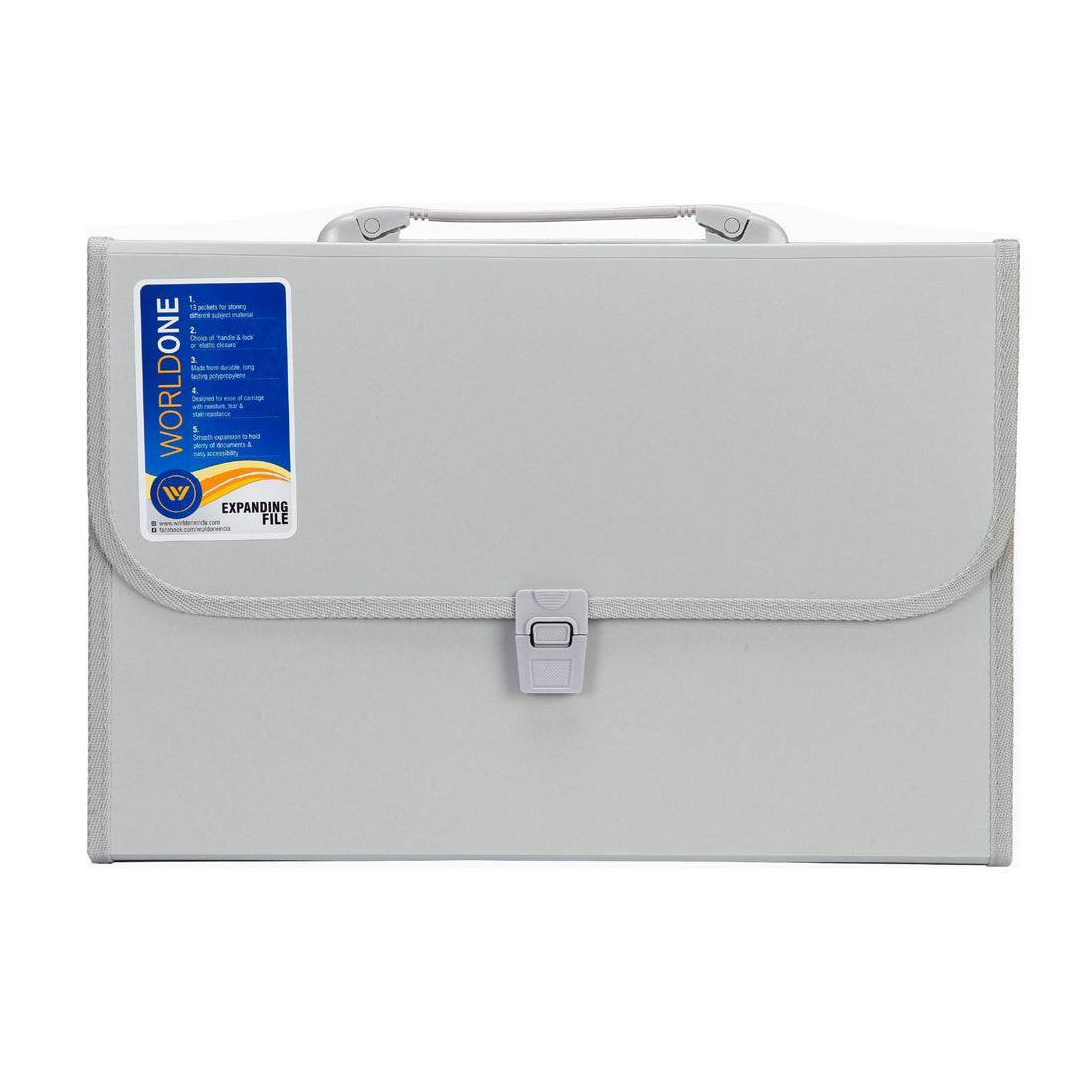 Worldone Expanding File Folder with Handle & Lock 13 Indexed Pocket fo ...