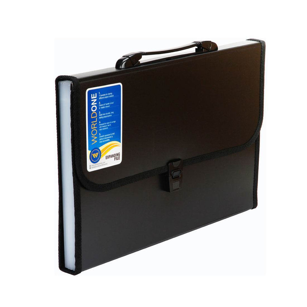Worldone Expanding File Folder with Handle & Lock 13 Indexed Pocket fo ...