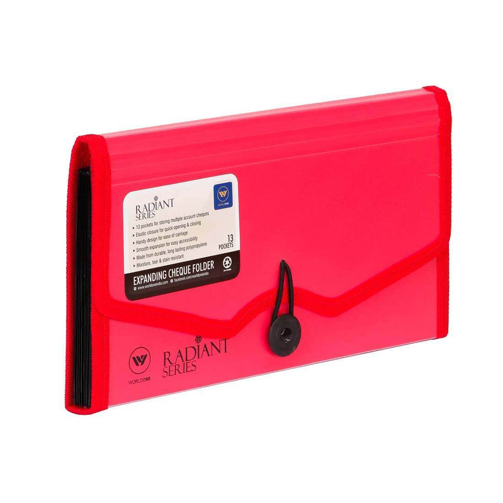 Worldone Cheque Expanding File with Elastic Closure 13 Pockets 0.7mm O ...