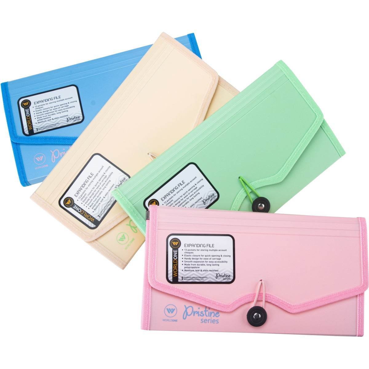 Worldone Cheque Expanding File with Elastic Closure 13 Pockets 0.7mm O ...